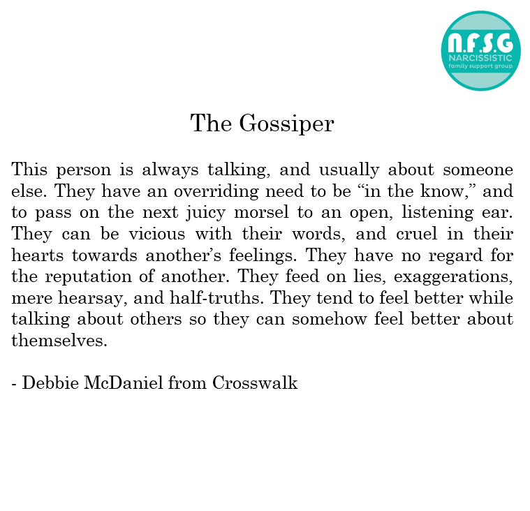 Toxic People: The Gossiper - Narcissistic Family Support Group