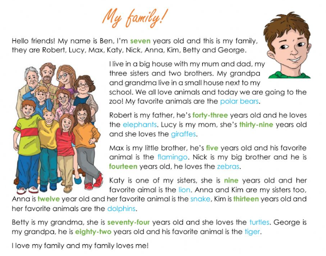 miteachertieneunblog: Reading Comprehension: My family 1