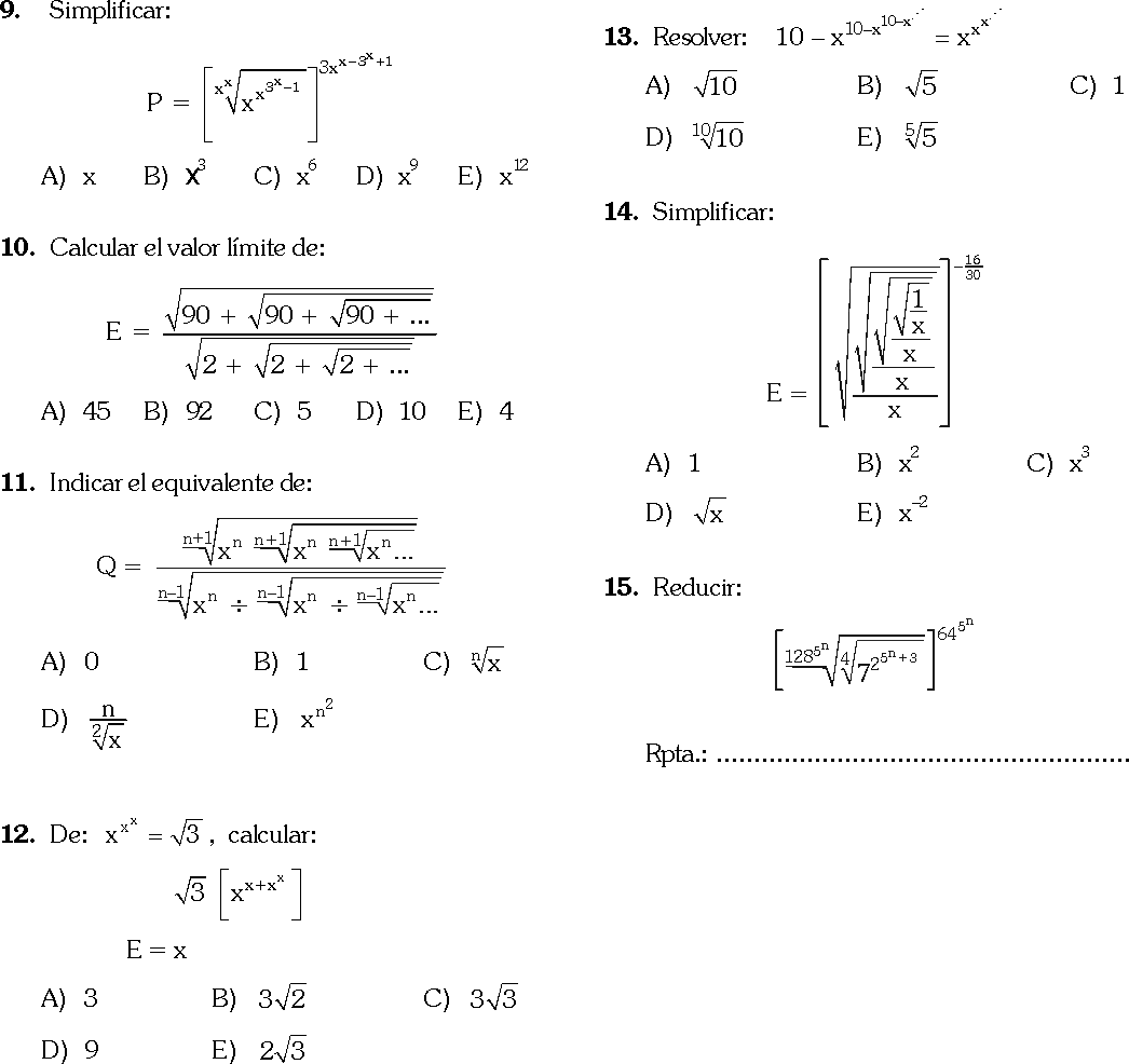TEORIA DE EXPONENTES EJERCICIOS RESUELTOS PDF