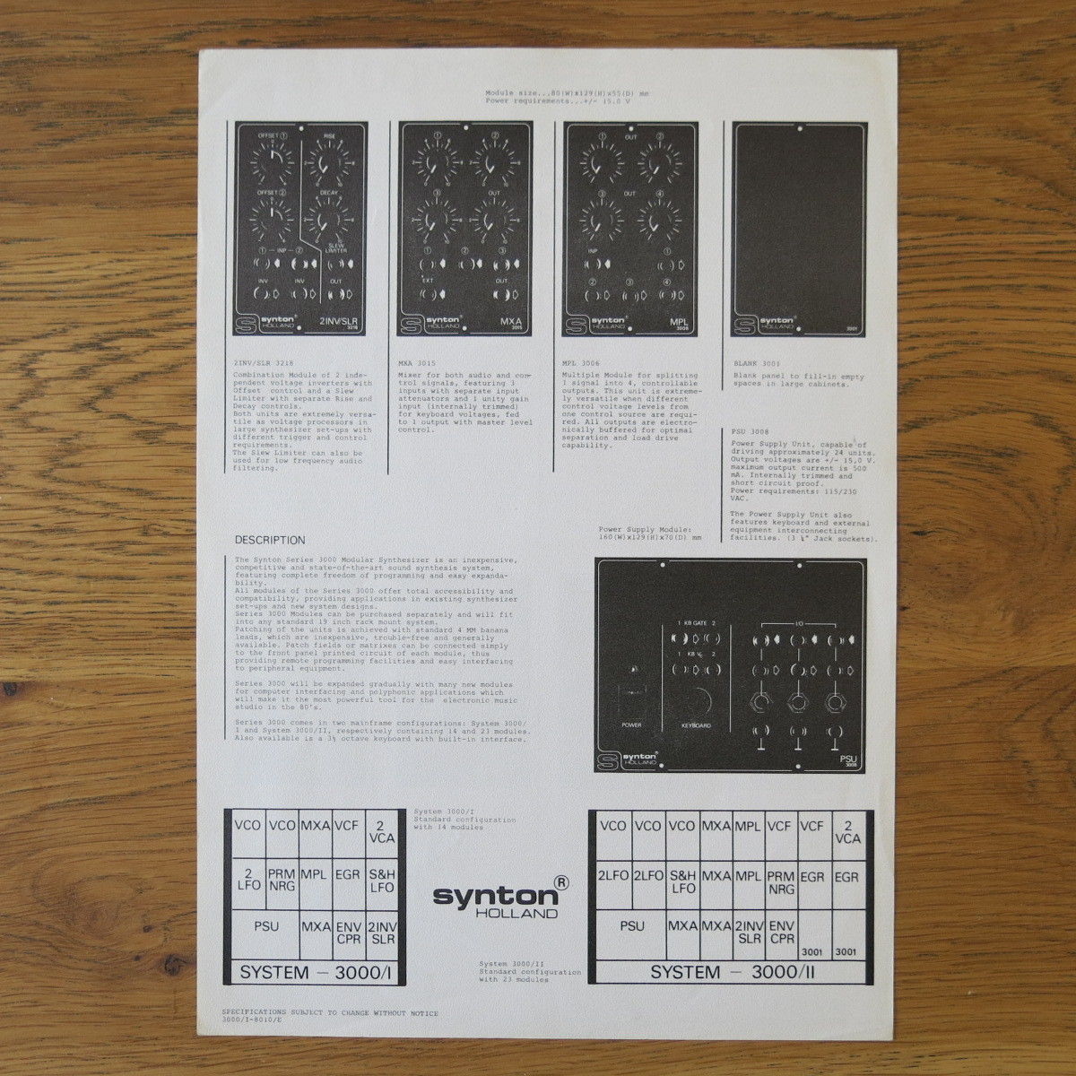 MATRIXSYNTH: Synton Series 3000 Modular Synthesizer vintage leaflet