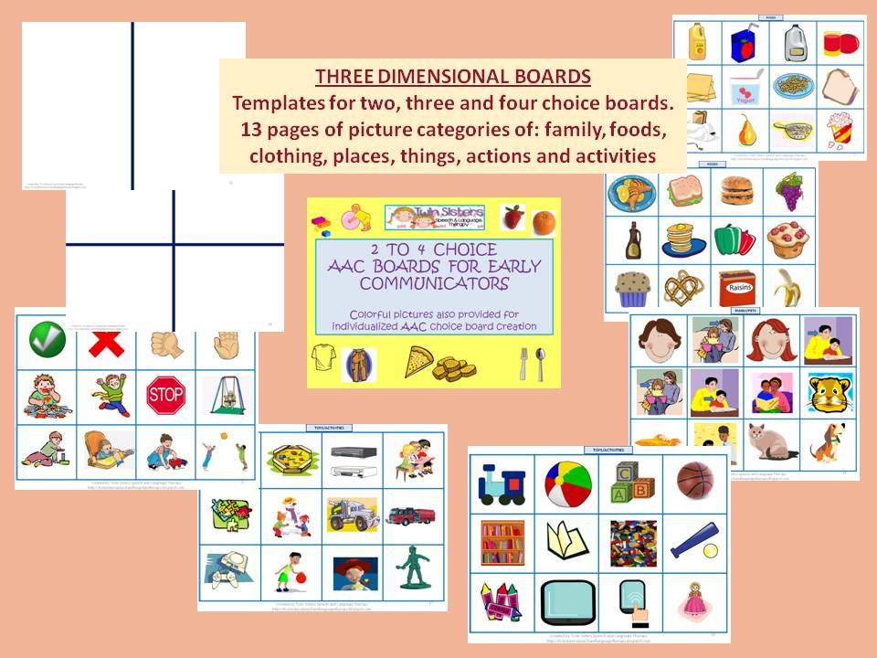 Twin Speech, Language & Literacy LLC: AAC Choice Boards For Early ...