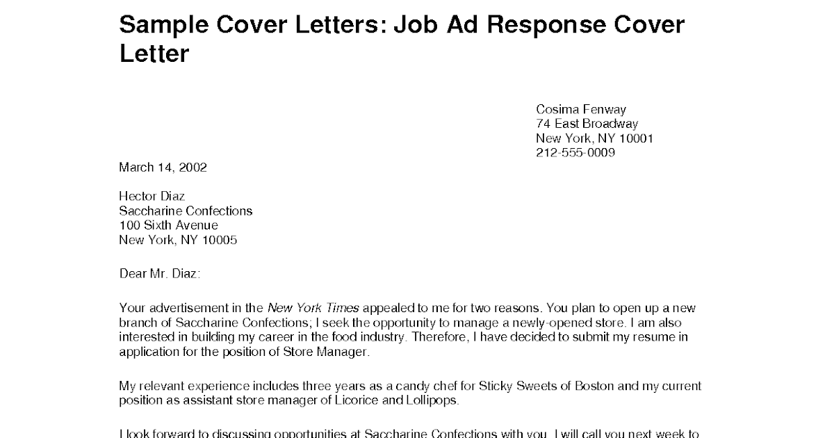 Simple Cover Letter Template For Job Application ~ Resume Letter