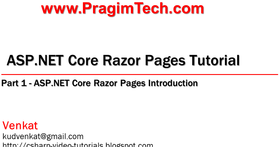 Sql Server Net And C Video Tutorial Aspnet Core Razor Pages Introduction Slides