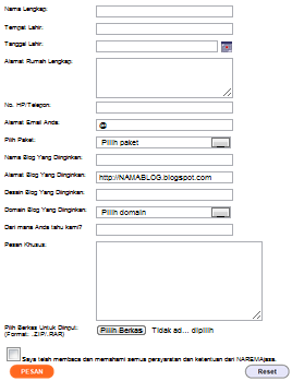 CARA MENGISI FORMULIR PEMESANAN BLOG