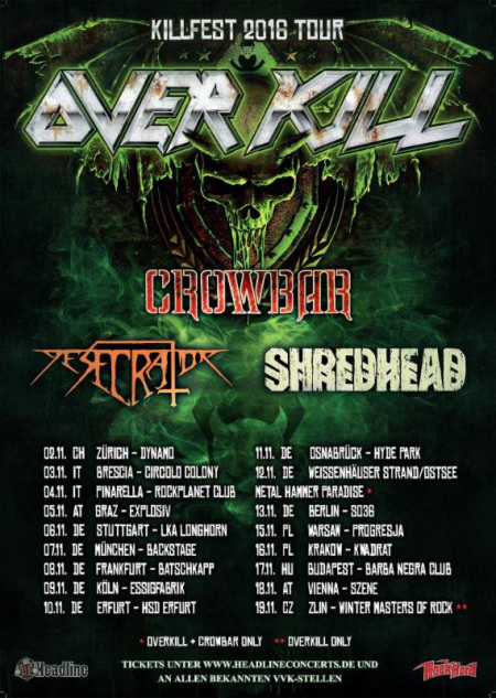Long Live The Loud 666: OVERKILL "KILLFEST TOUR 2016 " WITH: CROWBAR ...