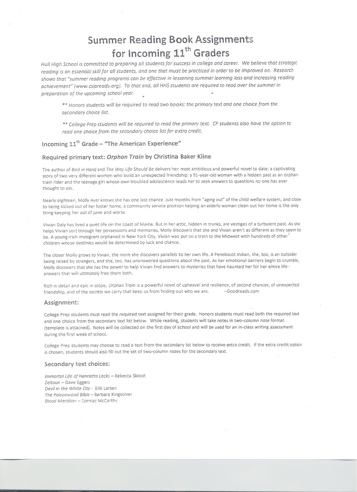 The Hull High School Blog: 11th Grade Summer Reading and Study Guide