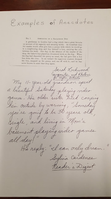 English I @ Loma Linda Academy: Odyssesy Day Two & Anecdote Example Page