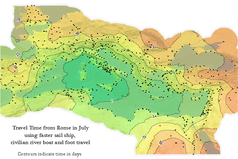 Urban Demographics: A Travel Time Map of the Roman Empire