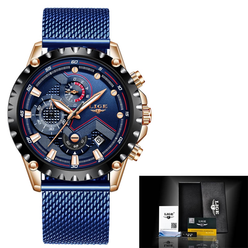 smart watch men: 2019 New LIGE Blue Casual Mesh Belt Fashion Quartz ... smart watch men: 2019 New LIGE Blue Casual Mesh Belt Fashion Quartz ...