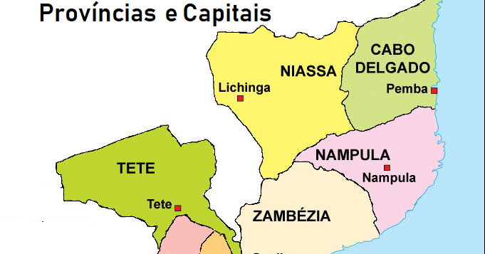 Blog de Geografia: Mapa de Moçambique com províncias e capitais