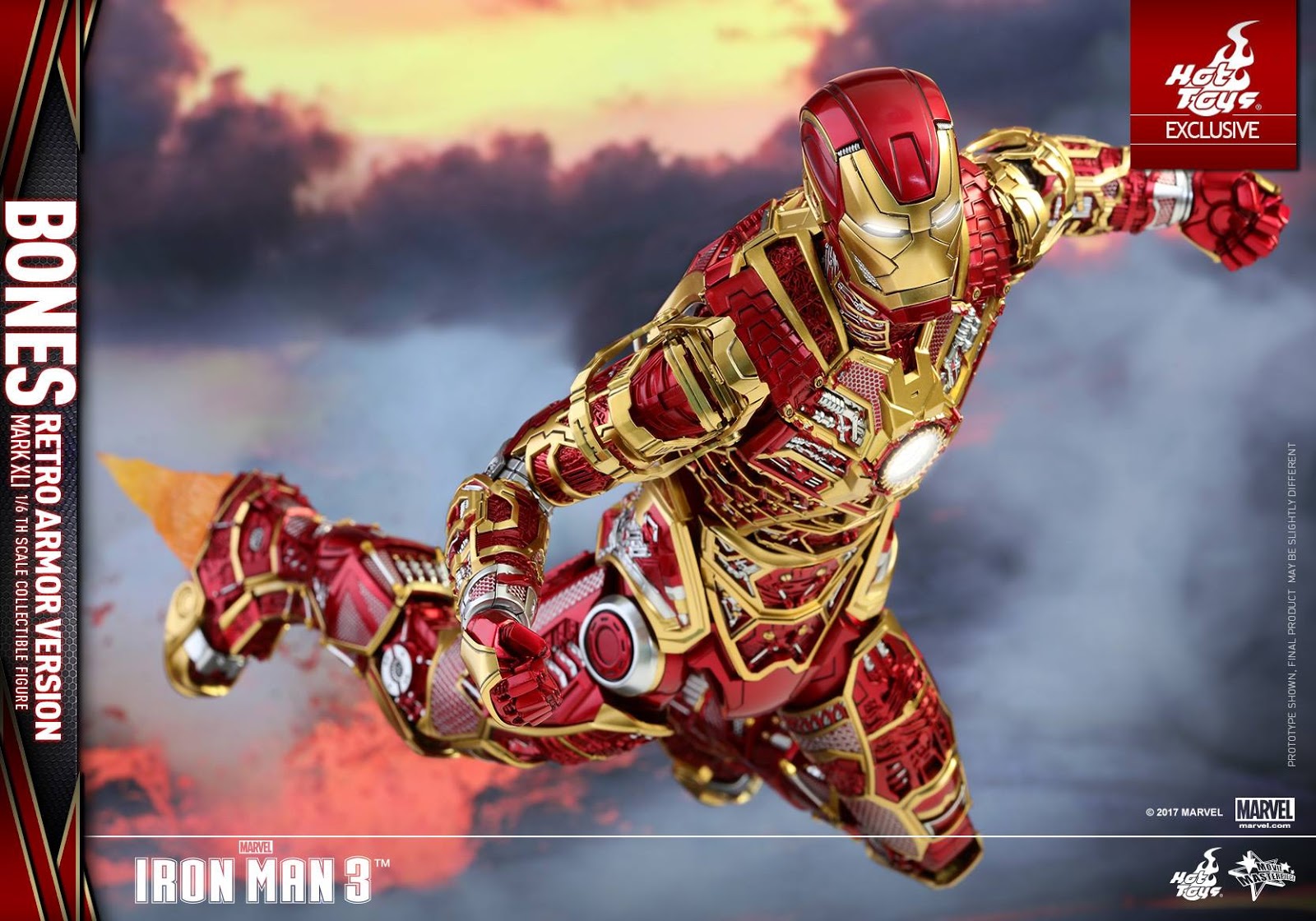 Hot Toys《鐵甲奇俠3》「紅金」Iron Man Mark 41 Bones (Retro Armor Version)1：6 比例珍藏 ...