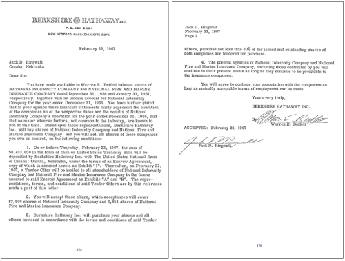 Warren Buffett Letters ~ Thankyou Letter