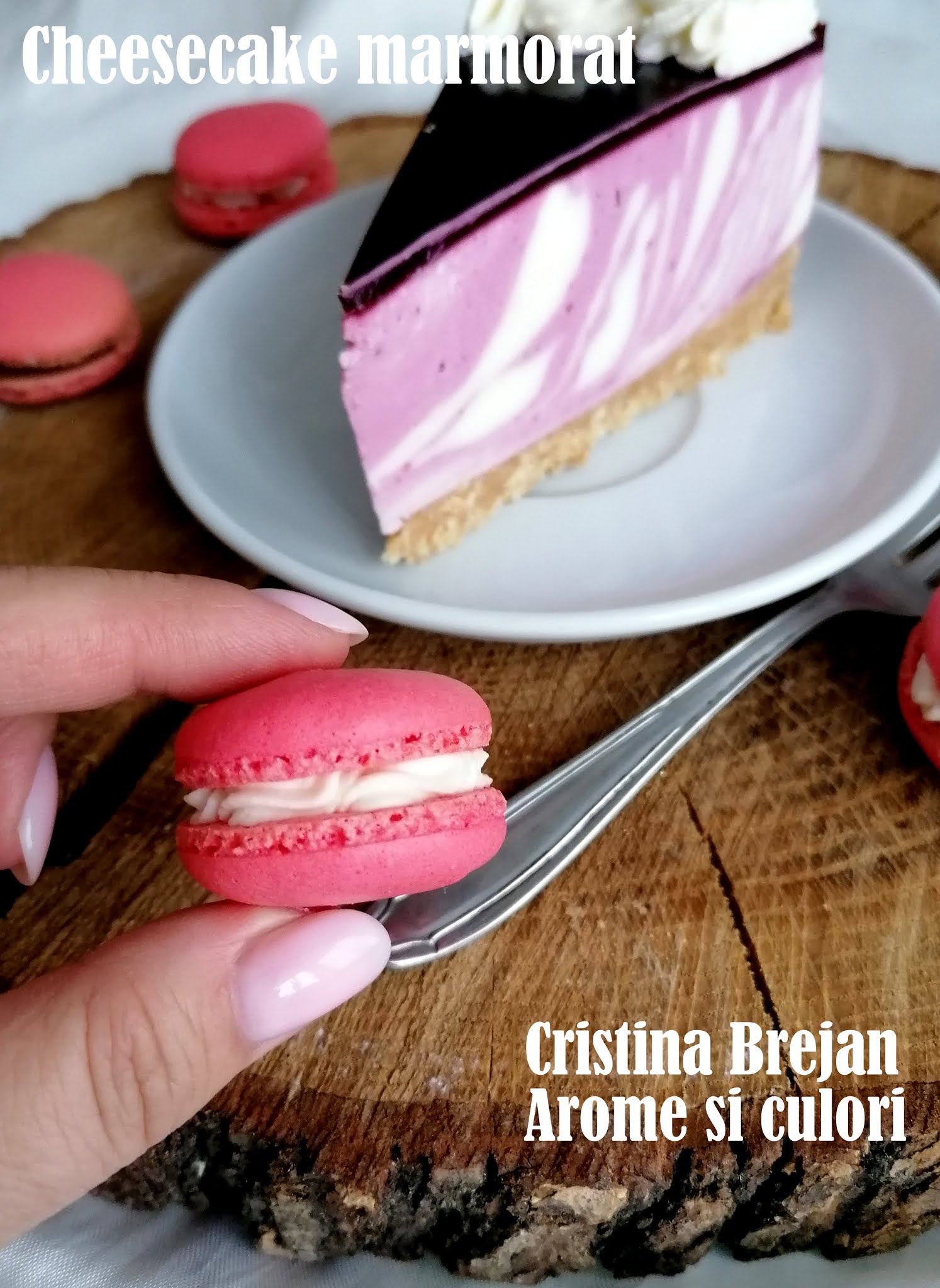 Arome si culori : Cheesecake marmorat cu mure si ciocolata alba