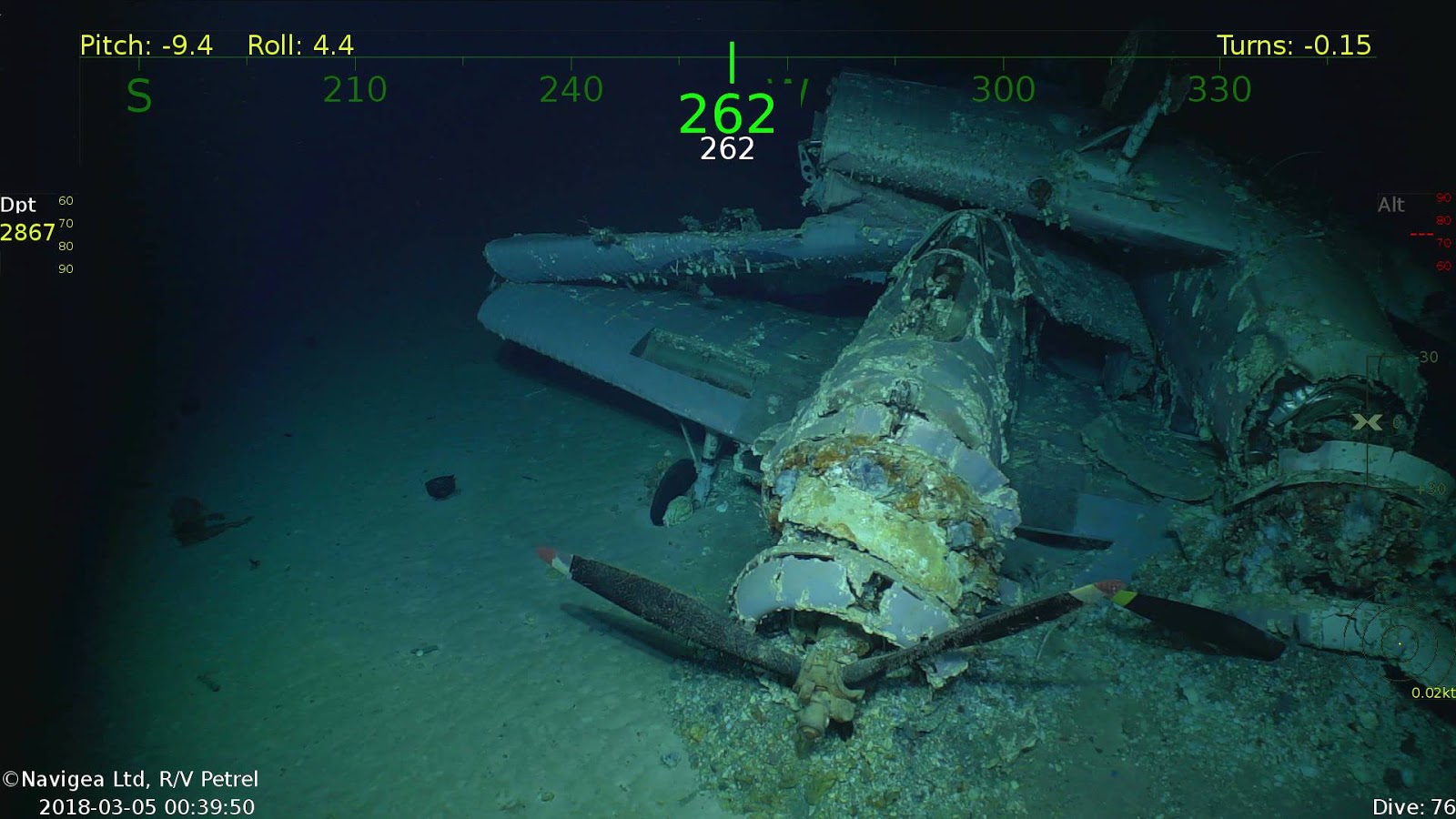The Wreck of the USS Lexington, Aircraft at the Bottom of the Coral Sea