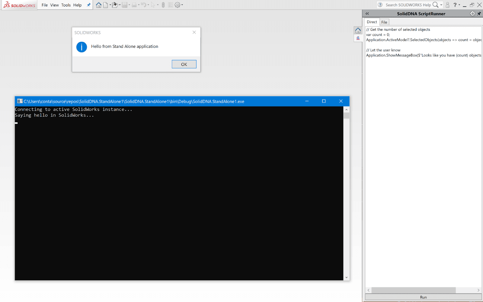 Stand Alone Solidworks App Using Soliddna