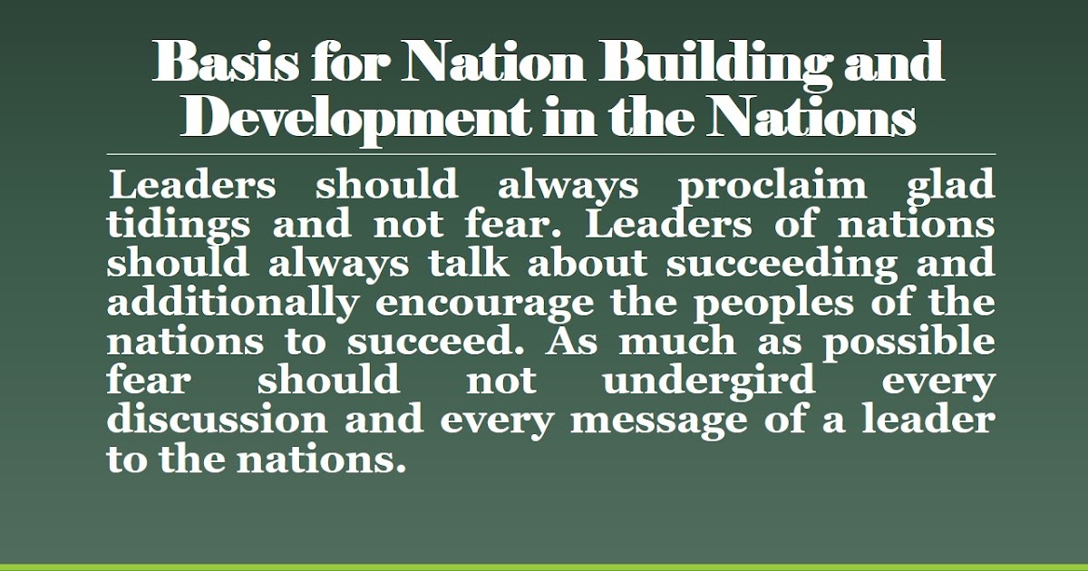 Healing Streams: Basis for Nation Building and Development in the Nations