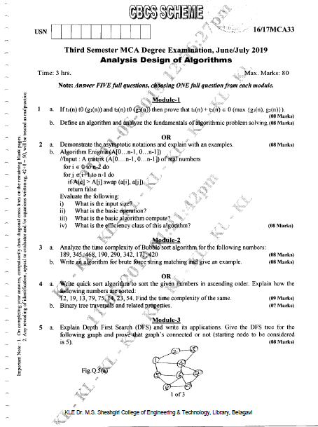 Visvesvaraya Technological University MCA. (CBCS) Third Semester 16 ...
