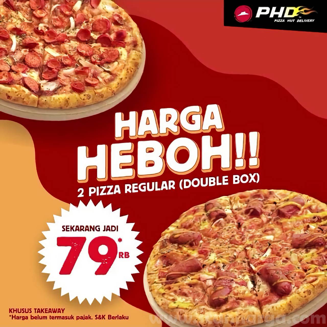 Promo PHD HARGA HEBOH 2 Pizza Reguler [Double Box] Sekarang Jadi 79 ...