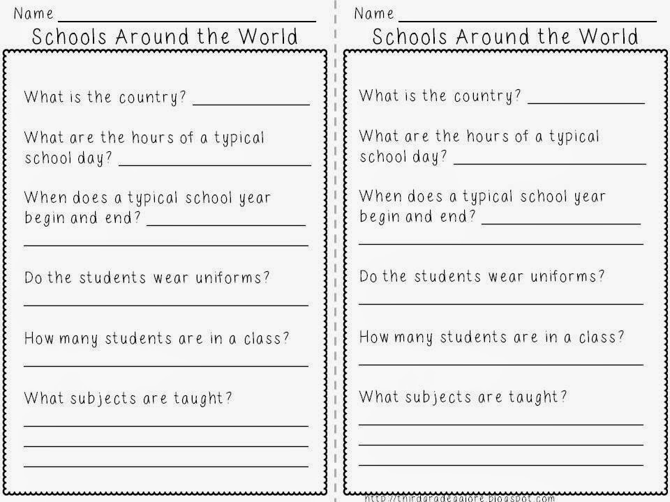 Third Grade Galore: Schools Around the World FREEBIE!