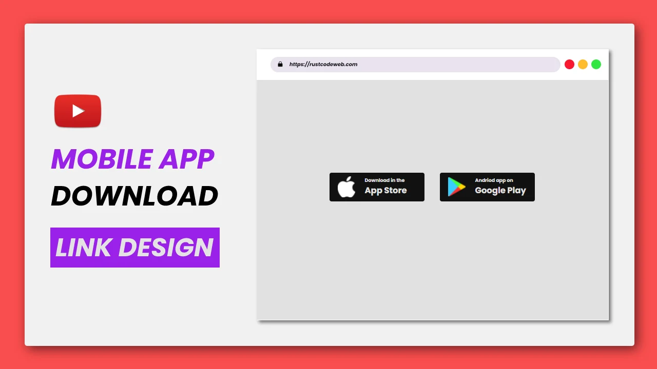 Mobile App Download Link Design | HTML And CSS | RUSTCODE