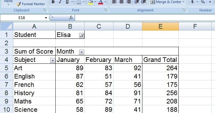 Students Marks Sheet excel document template pivot table and easy ...