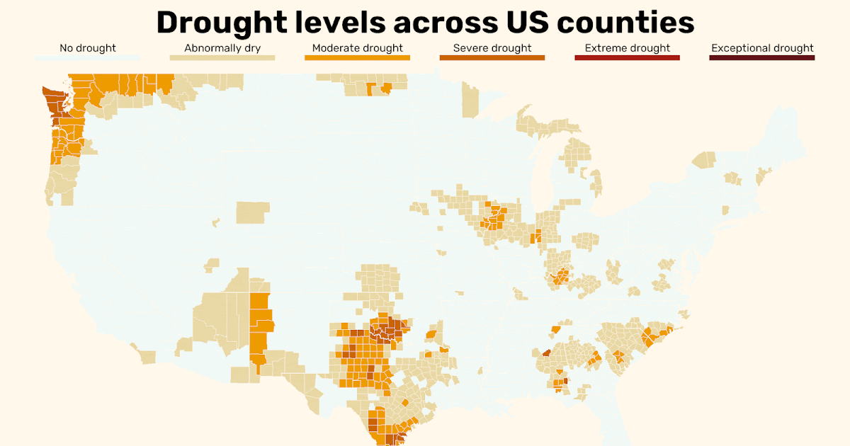 Drought levels across US counties