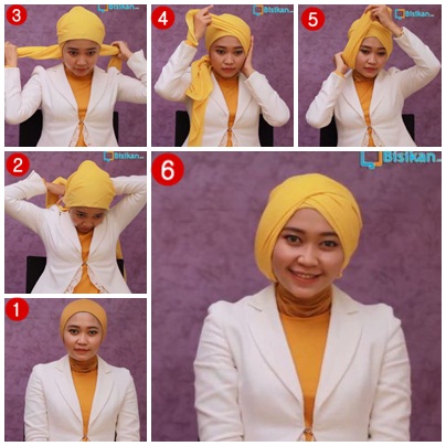 Cara Memakai Jilbab Turban Untuk Wajah Bulat Cantik - Cara Memakai Jilbab