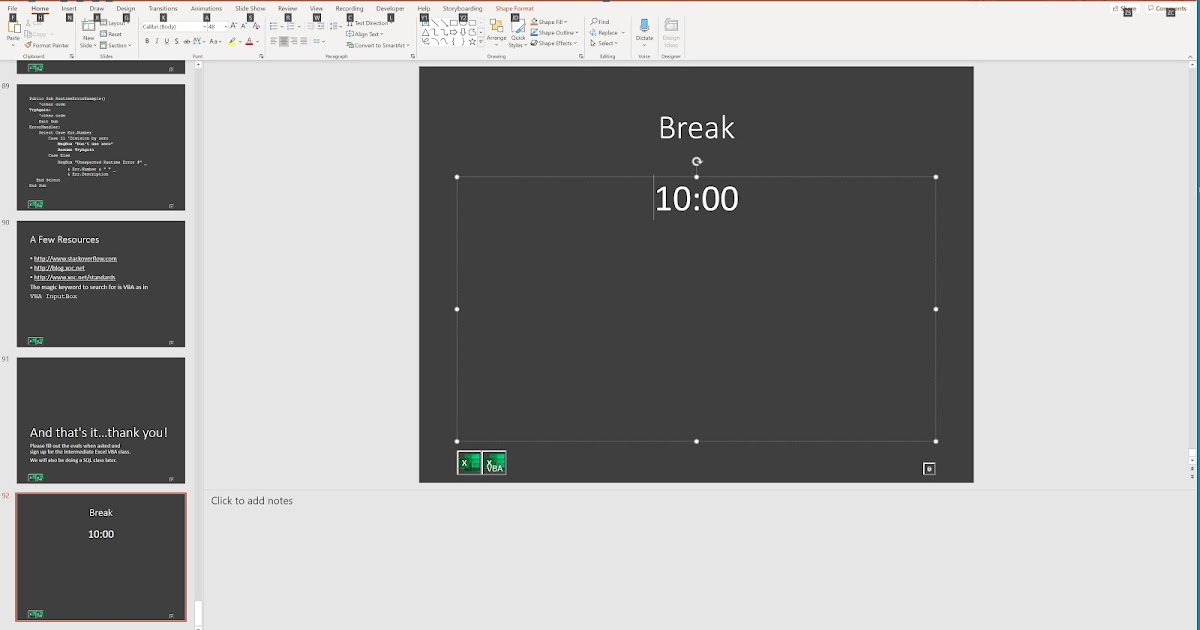 Greg Reddick: Creating a Break Timer in PowerPoint using VBA