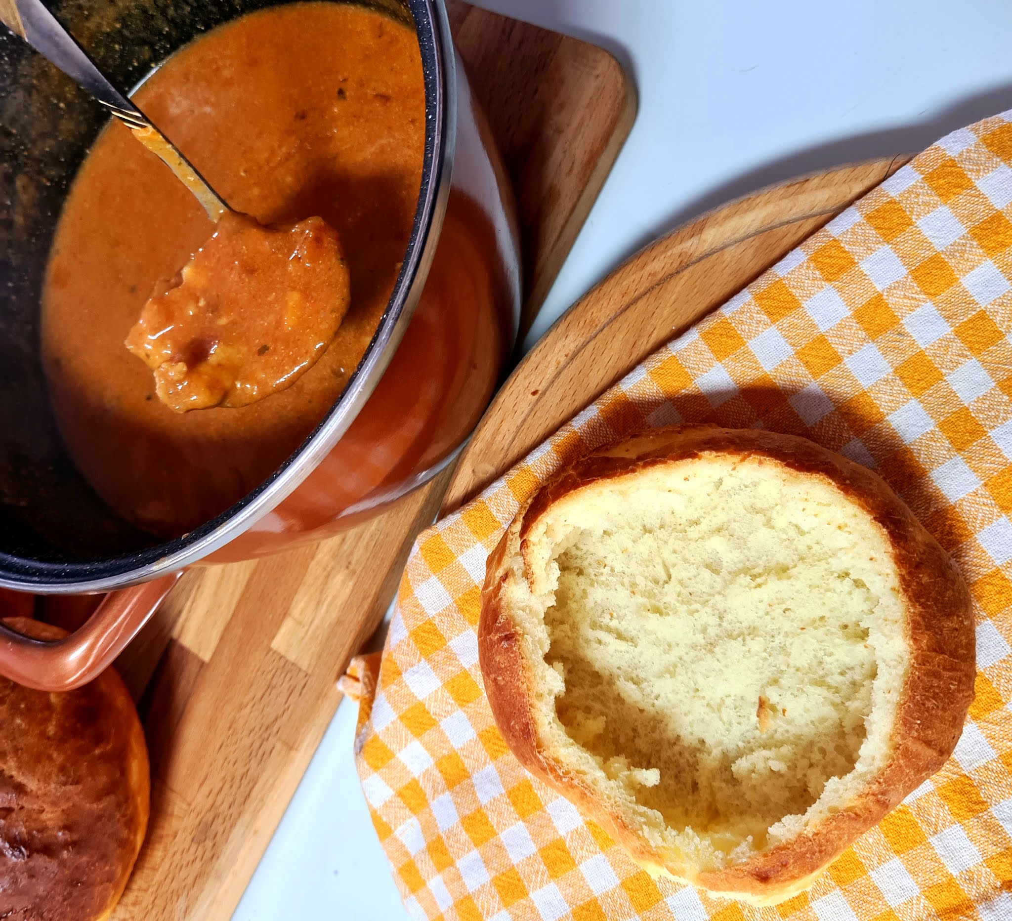 CHICKEN STEW IN A BREAD BOWL ~ Macedonian Cuisine
