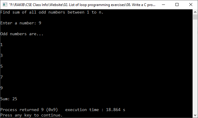See System Code: 08. Write a C program to find sum of all odd numbers ...