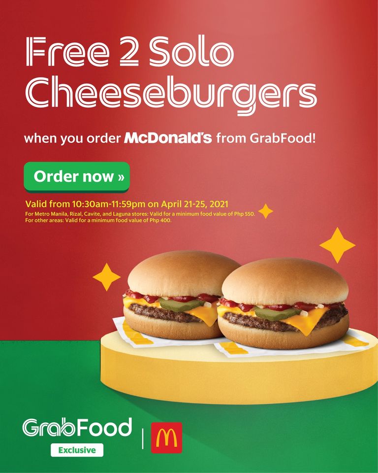 Manila Shopper: FREE 2 Solo Cheeseburgers when you order McDo via GrabFood