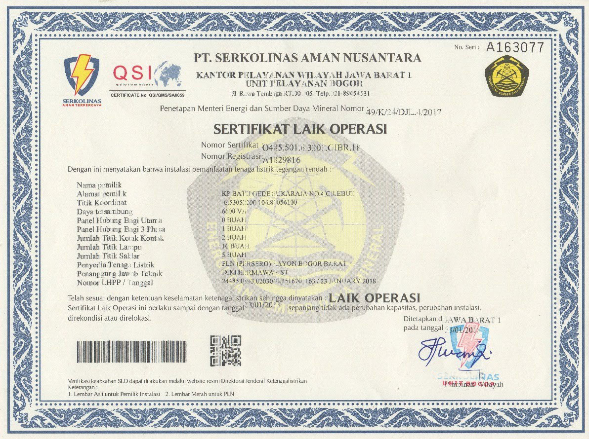 Cara mendapatkan SLO: HARGA NIDI PLN & SLO