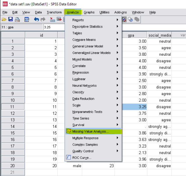Finding and Replacing Missing Values from a data set using spss Finding and Replacing Missing Values from a data set using spss