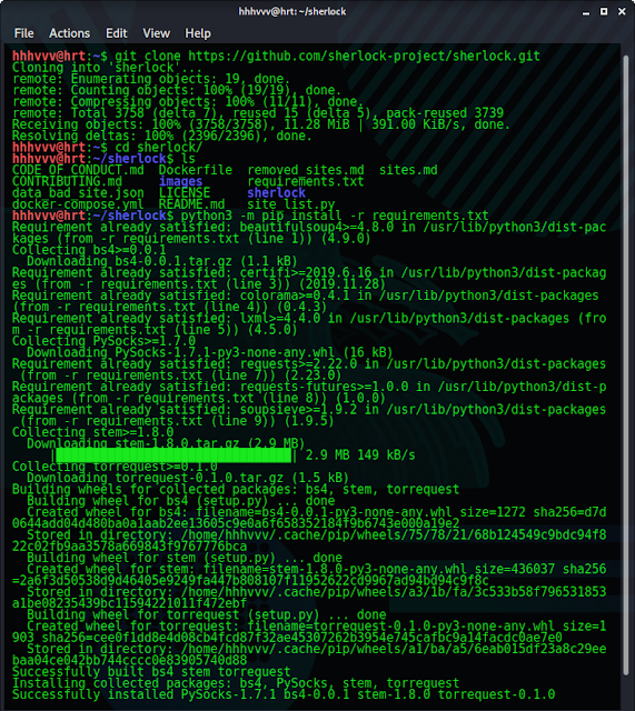 Find usernames across social networks using Sherlock