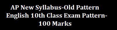 AP New Syllabus-Old Pattern-English 10th Class Exam Pattern-100 Marks ...