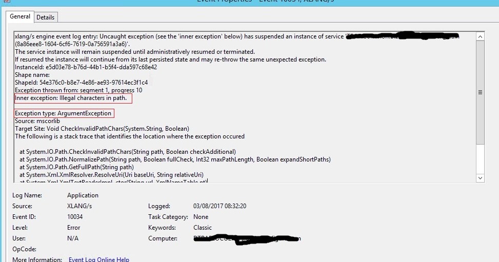 ArgumentException : illegal characters in path ArgumentException : illegal characters in path
