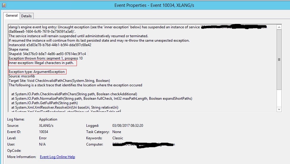 ArgumentException : illegal characters in path