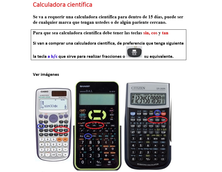 Tercero Matemáticas EST 47: Calculadora científica