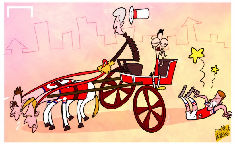Omar Momani cartoons: Wheels beginning to fall off Arsenal bandwagon