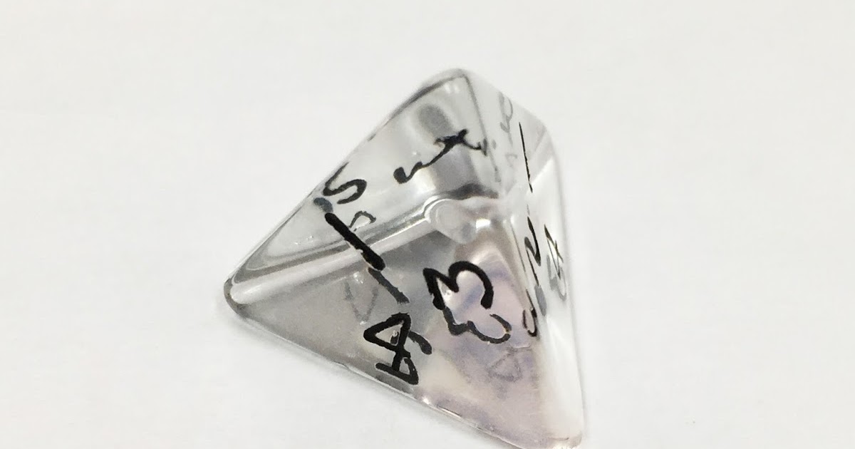 Dice Collection: D4 PLASTIC 18mm CLEAR TETRAHEDRON 4 SIDED DICE