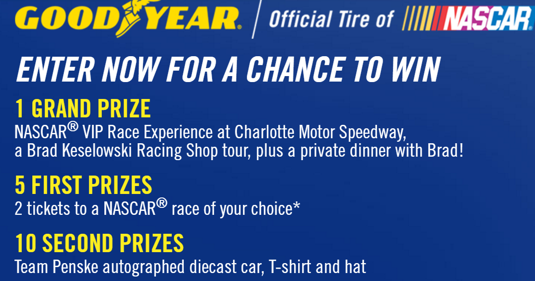 Goodyear Nascar Giveaway - 16 Winners. Win Team Penske Autographed ...