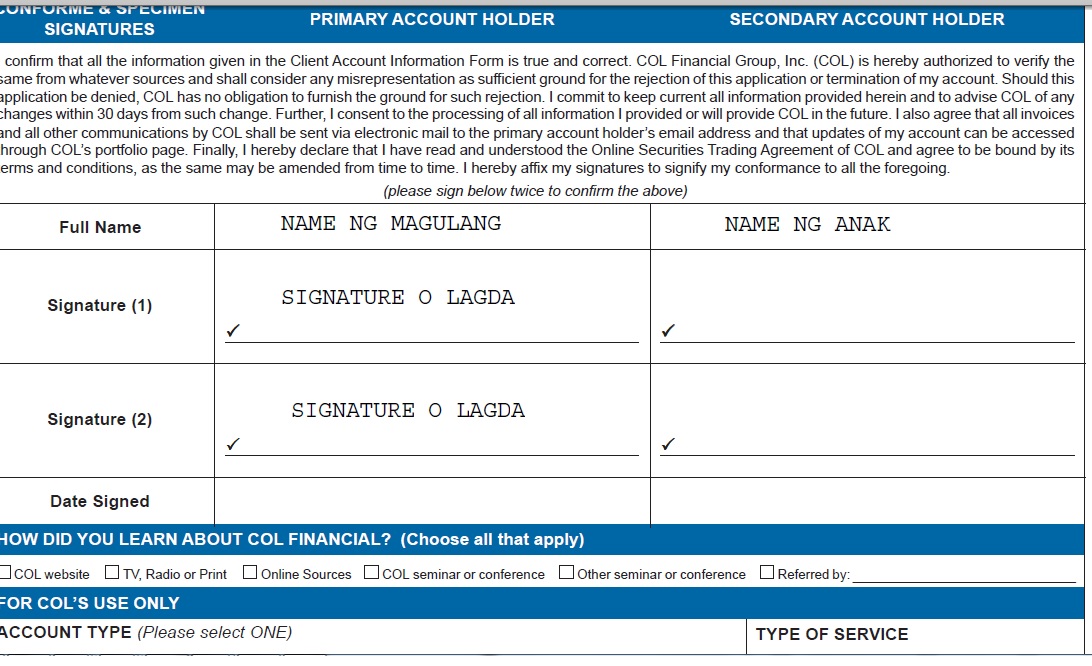 OPENING COL ACCOUNTS PARA SA MGA MINORS