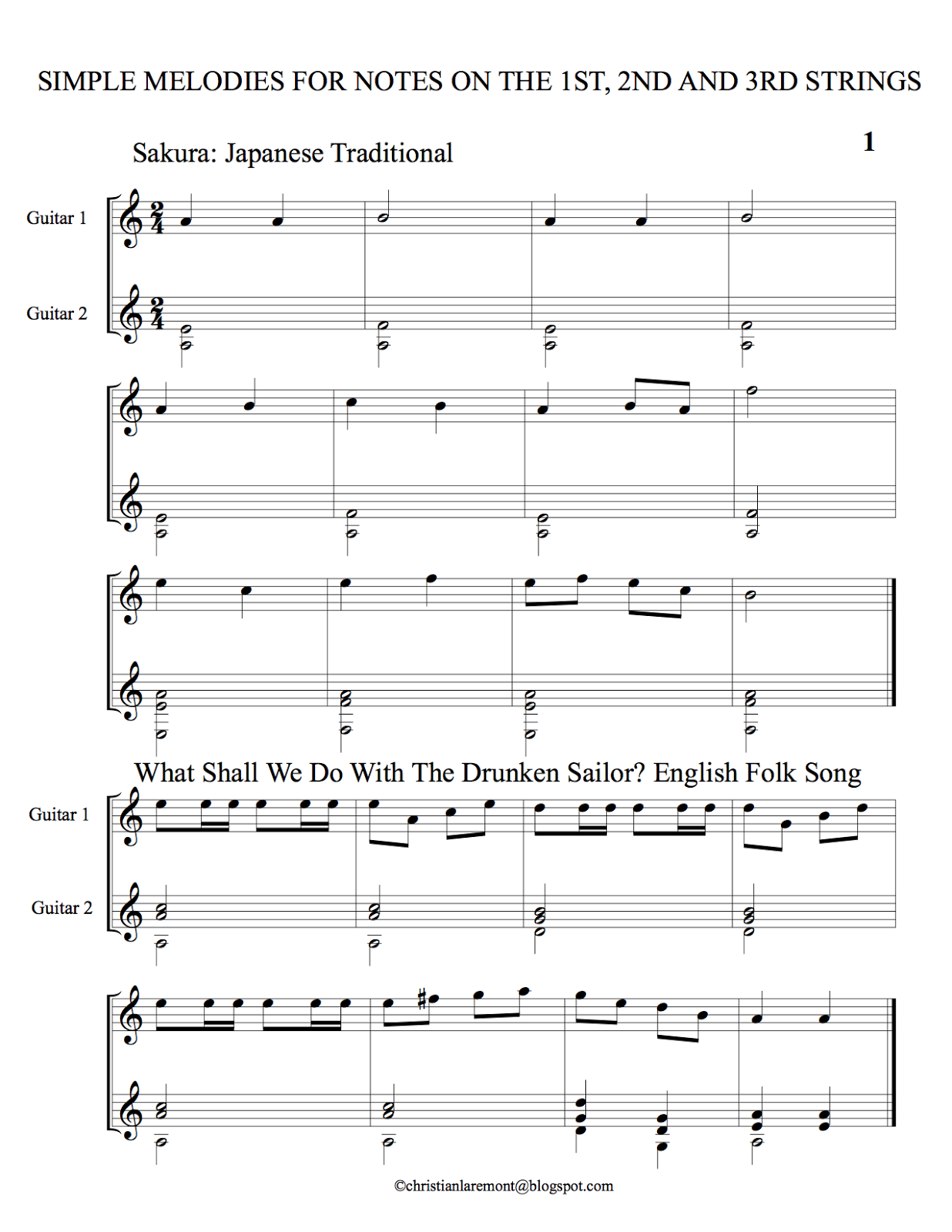 Christian Laremont ~ Classical Guitarist: SIMPLE MELODIES FOR NOTES ON ...