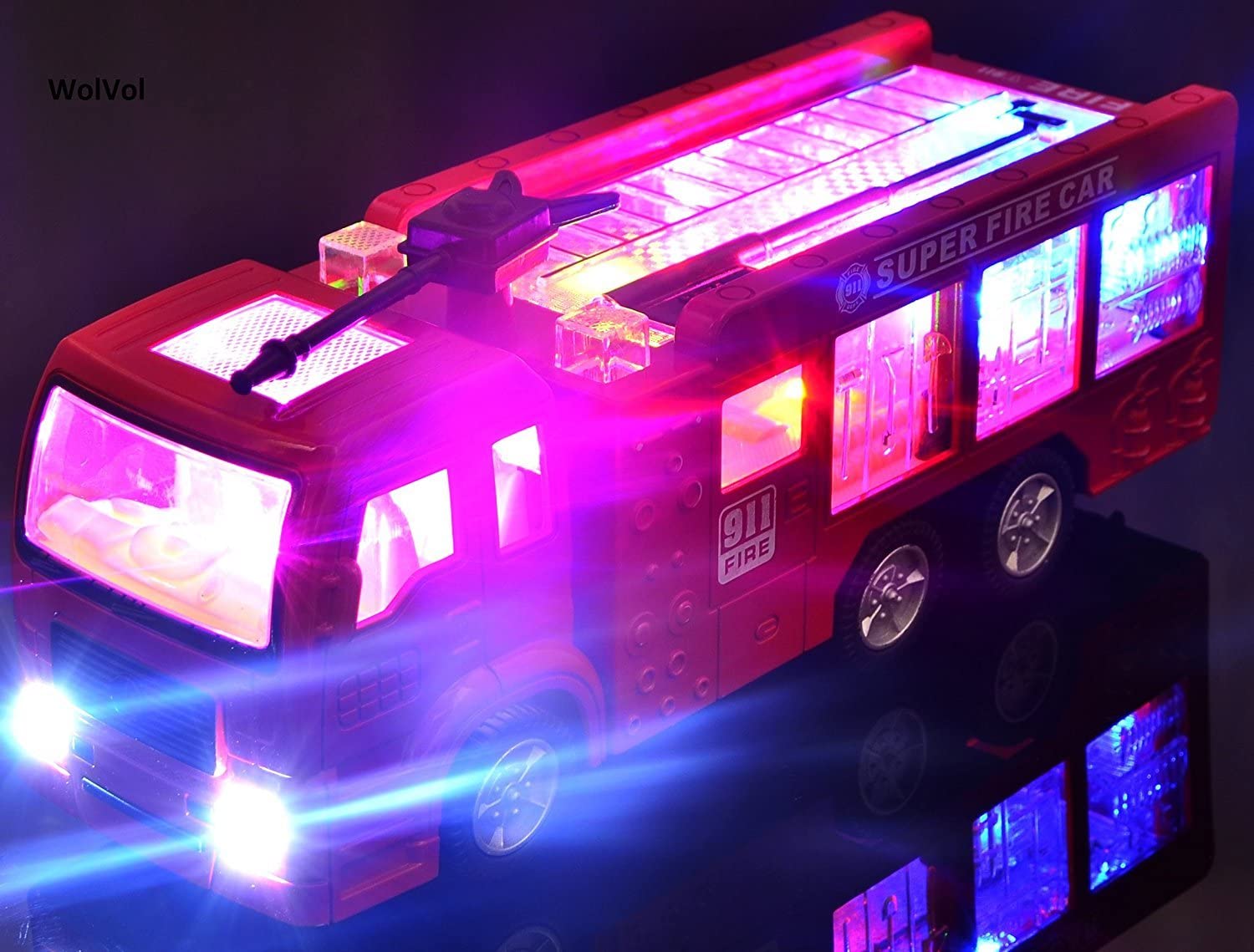 Electric Fire Truck Toy with Stunning 3D Lights and Sirens, goes Around ...
