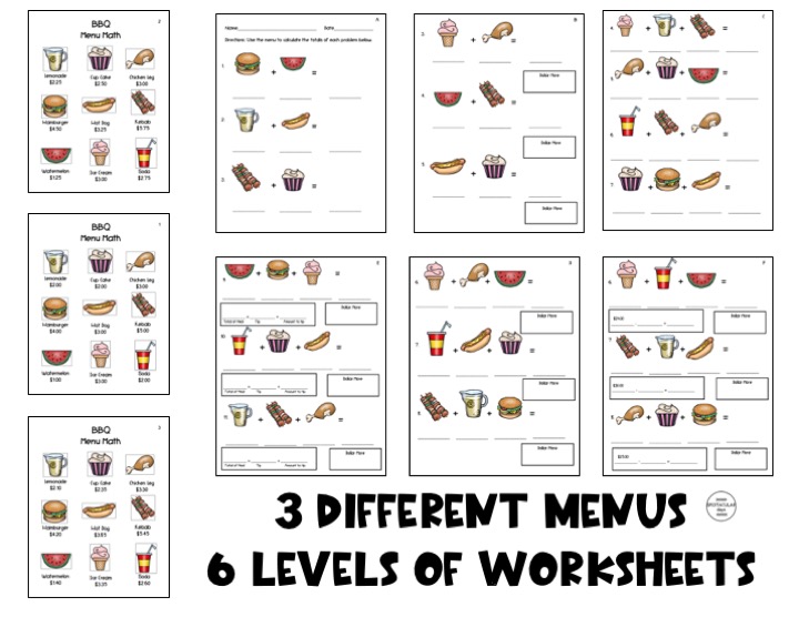 Menu Math Worksheets - Menu Worksheet Printable Worksheets And ...