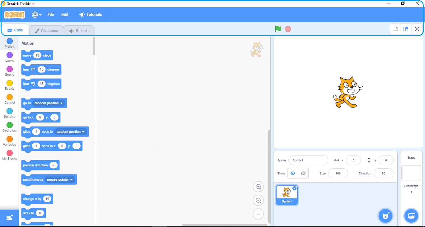 Penjelasan Tab Bar (bagian atas) pada Scratch | Void Code