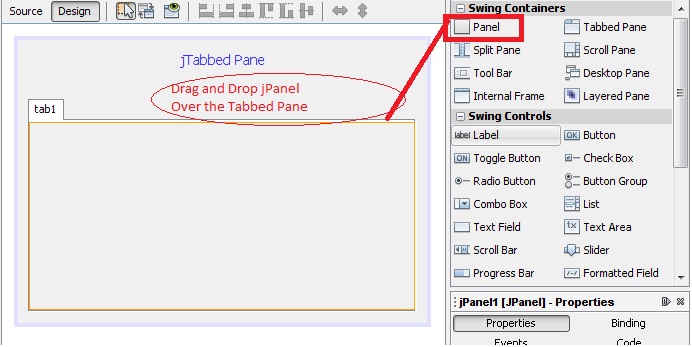 How to use jTabbedPane in Netbeans | Java source code