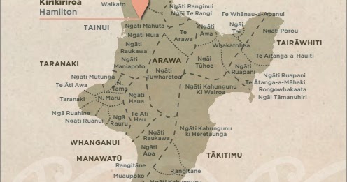 map showing iwi (tribal locations) in North Island