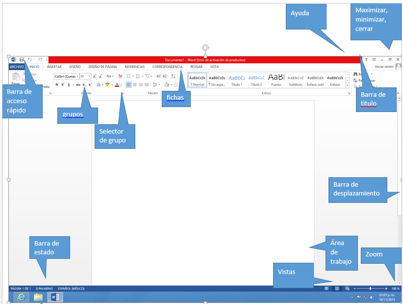 partes de word: partes de word