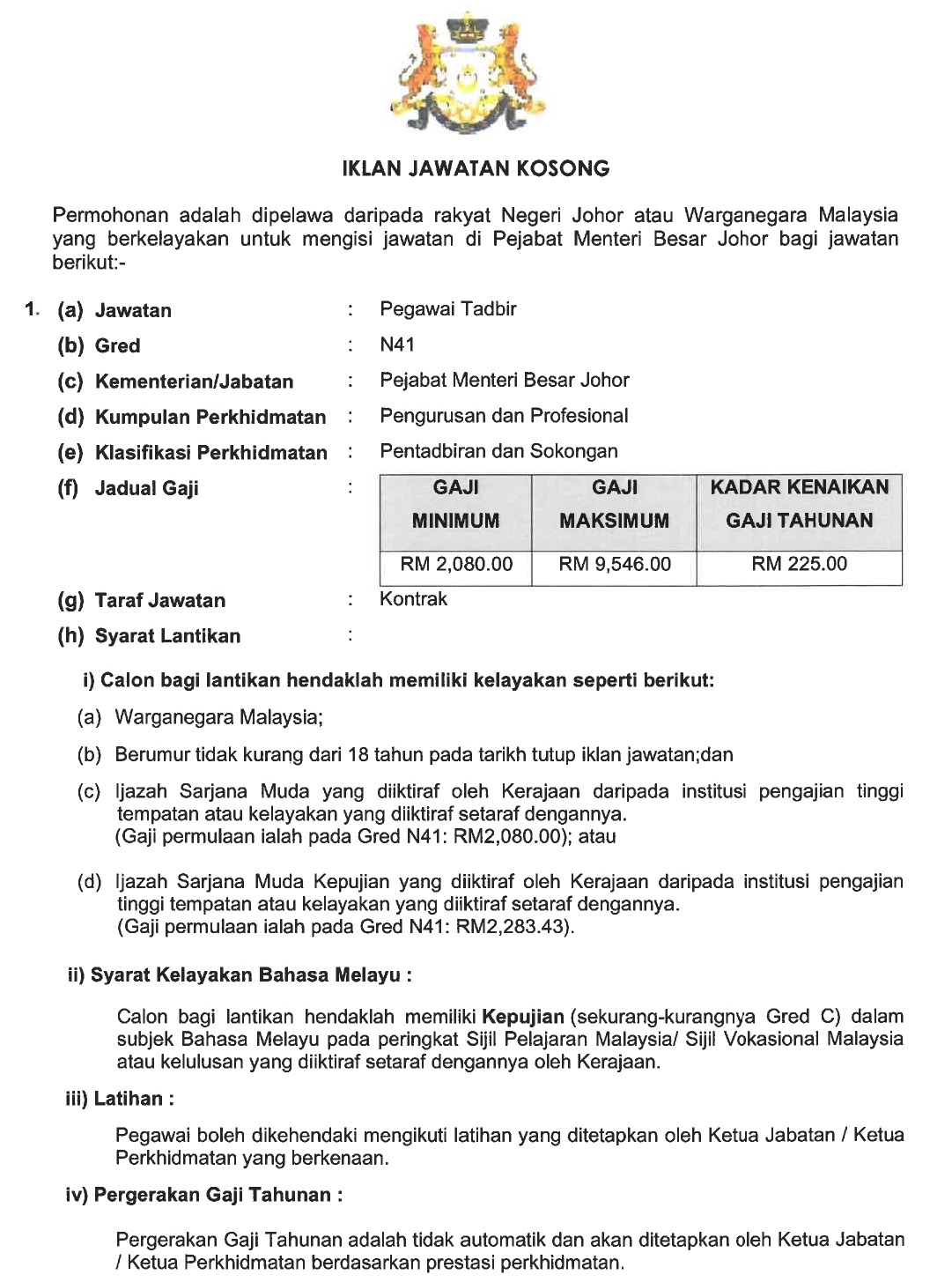 Jawatan Kosong di Pejabat Setiausaha Kerajaan Negeri Johor - 09 ...